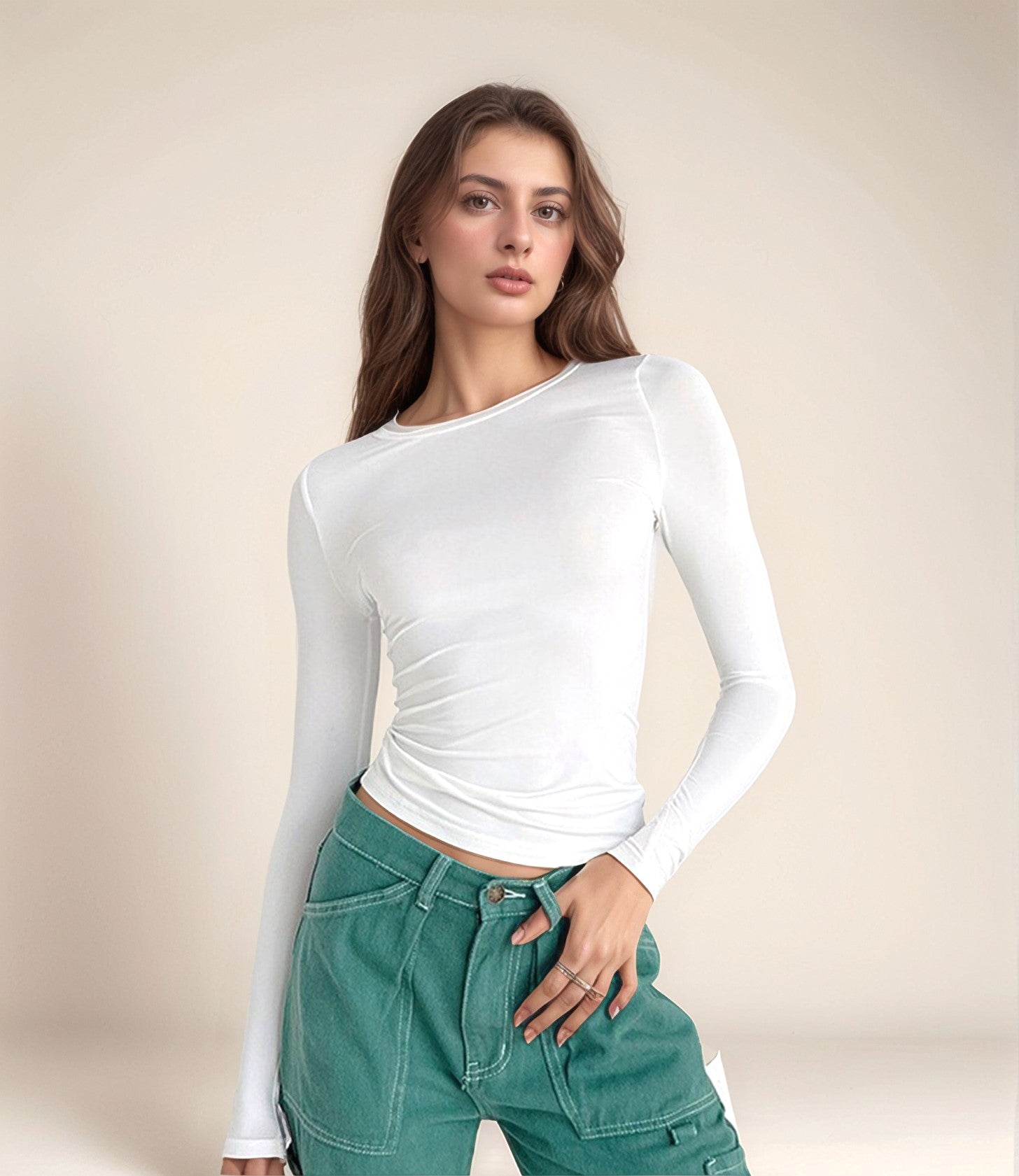 Shop White Solid Fitted Top - for Women | OUTZIDR | Gen-Z Style
