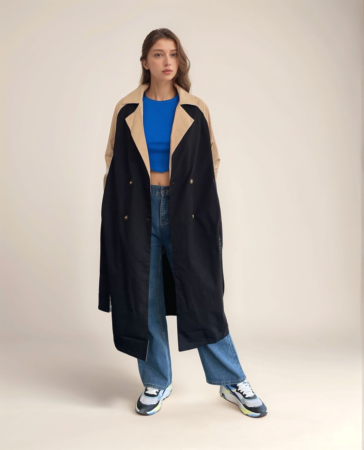 Shop Color Block Trench Coat - for Women | OUTZIDR | Gen-Z Style