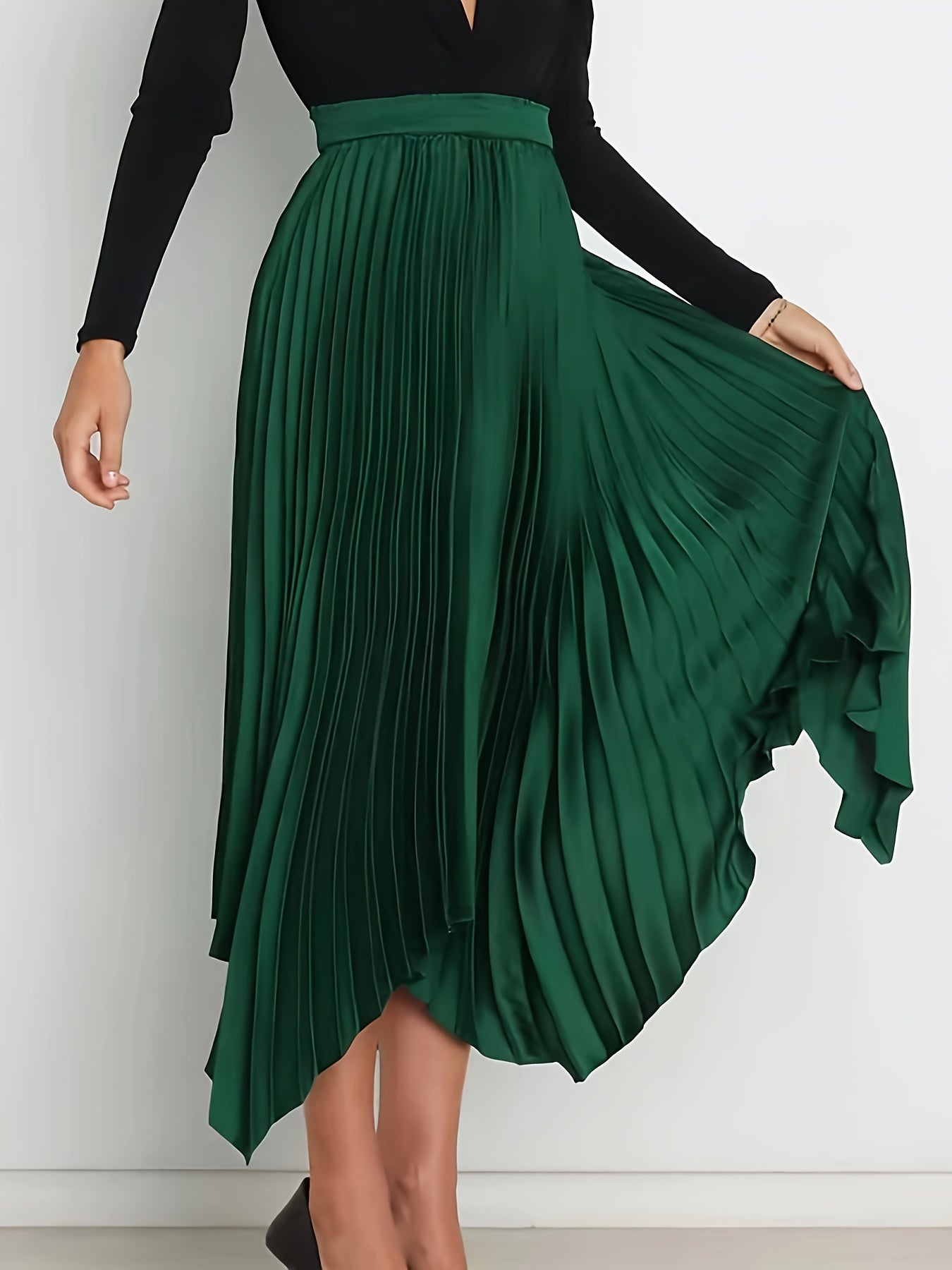 Shop Green Pleated Midi Skirt - for Women | OUTZIDR | Gen-Z Style